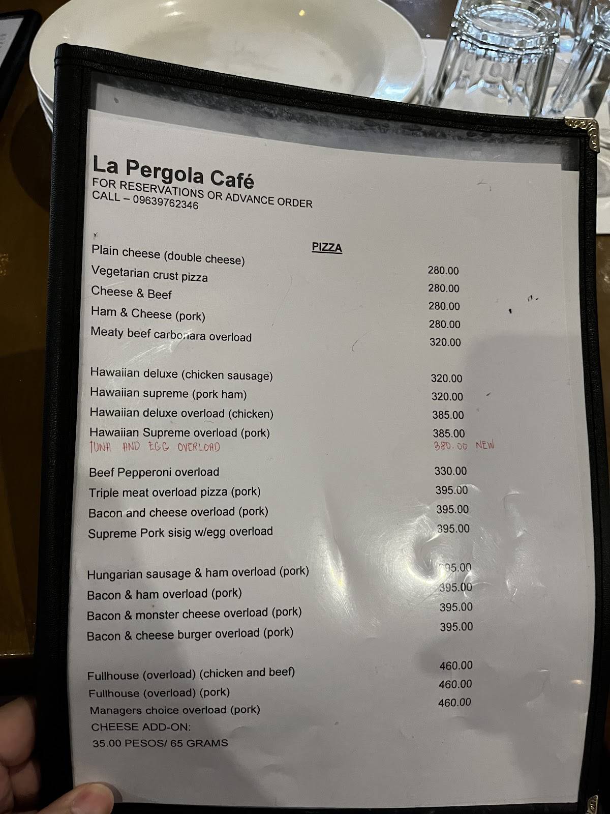 Menu at La Pergola Cafe, Pagadian City