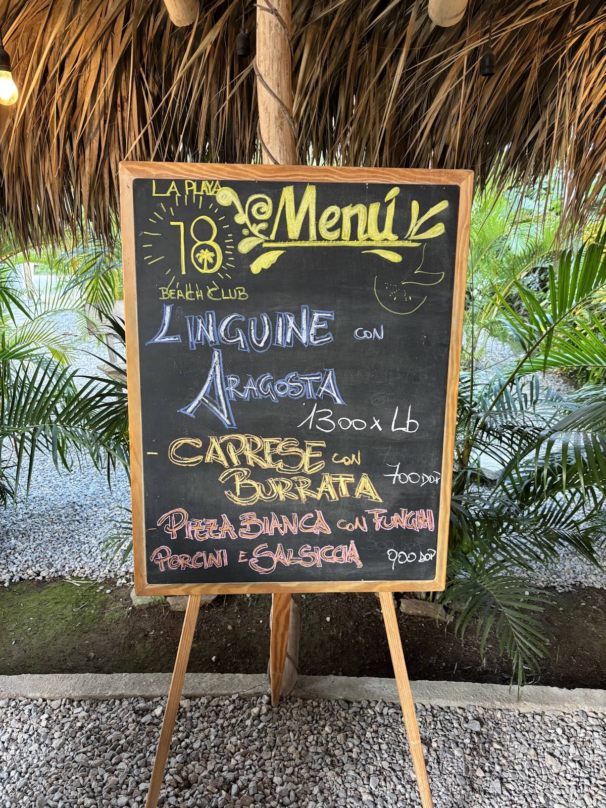 Menu at La Playa 18 beach club, Las Terrenas