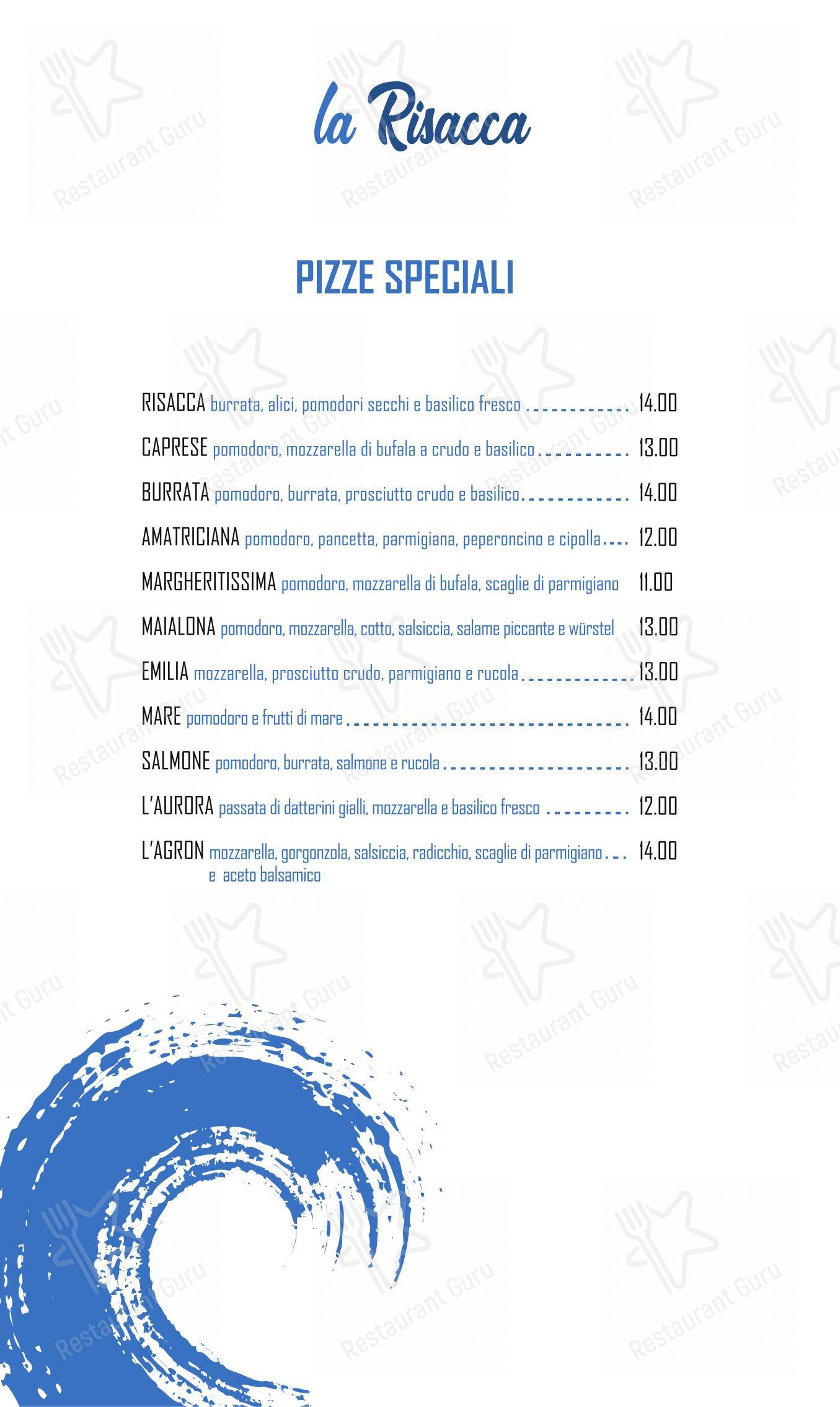 Speisekarte von La Risacca restaurant, Senigallia