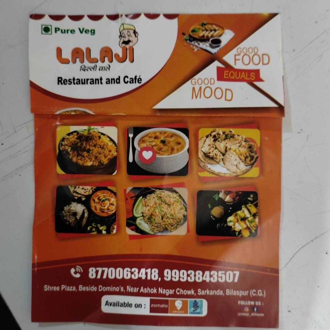 Menu at Lalaji dilliwale restro & cafe, Bilaspur