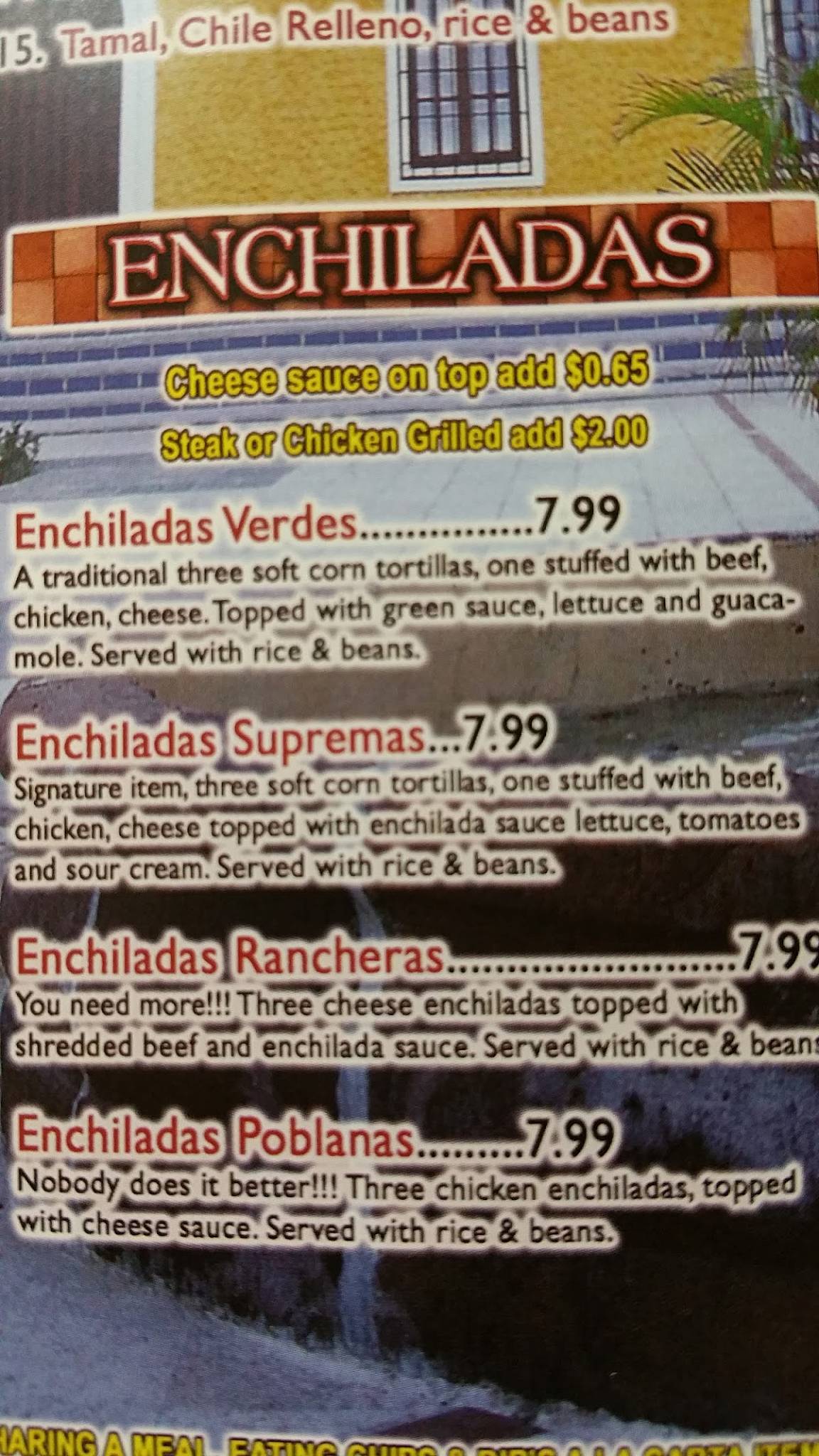 Menu at Las Fuentes Mexican Restaurant, Wagoner