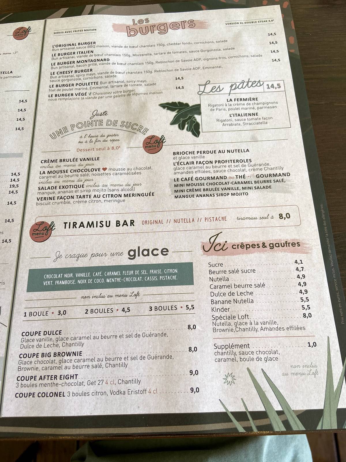 Menu au Le Loft restaurant, Saint-Brice-sous-Forêt