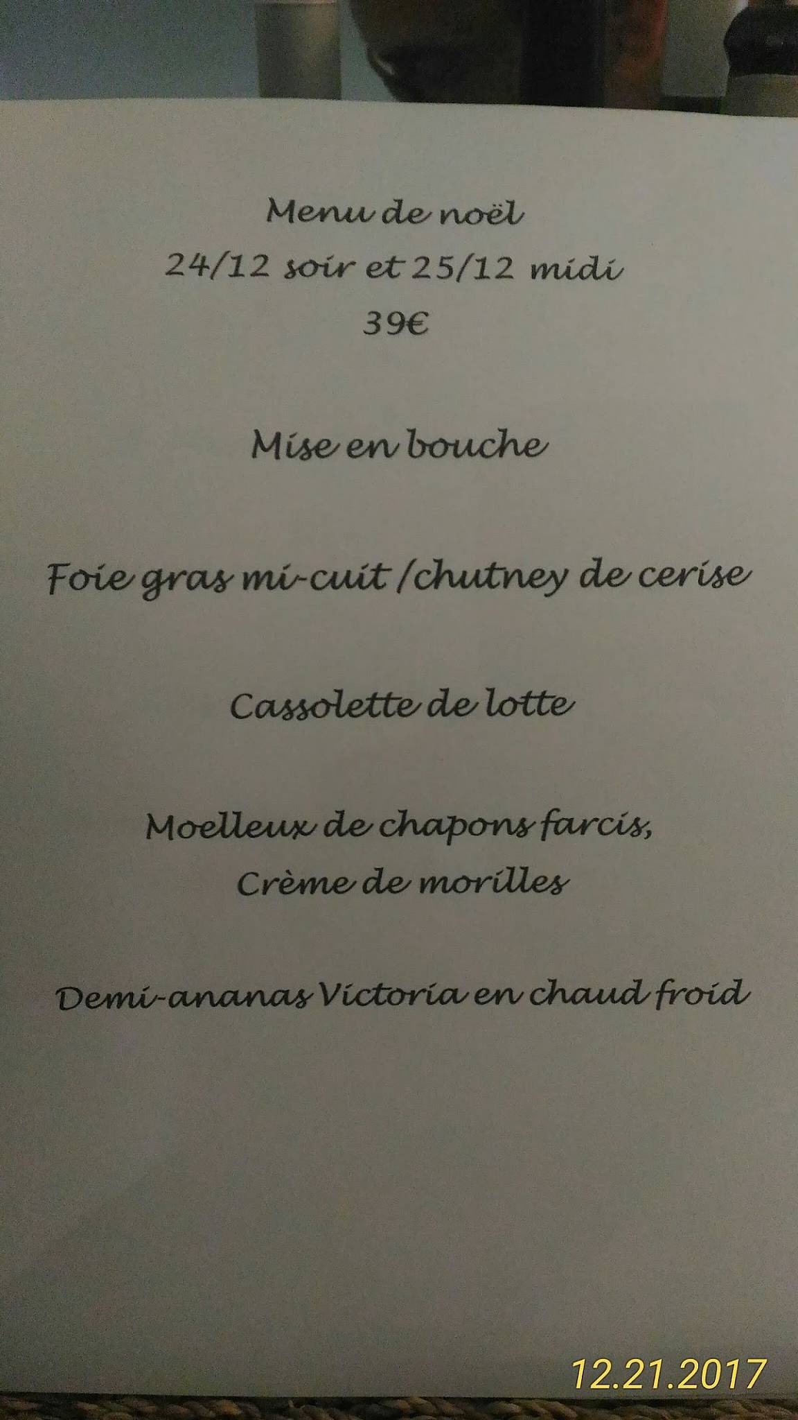 Menu au Le Moulin restaurant, Pamiers