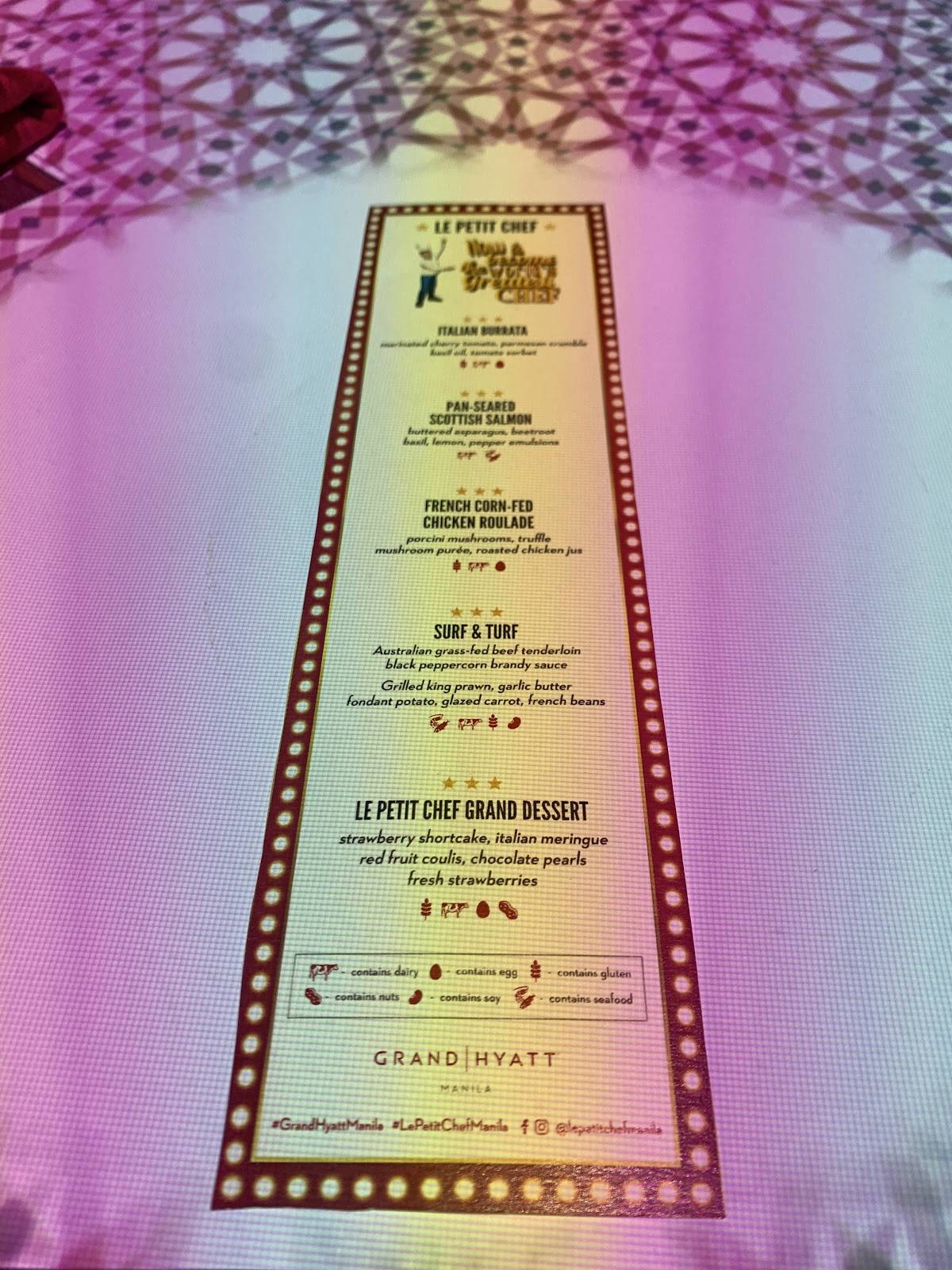 Menu at Le Petit Chef - Manila restaurant, Taguig