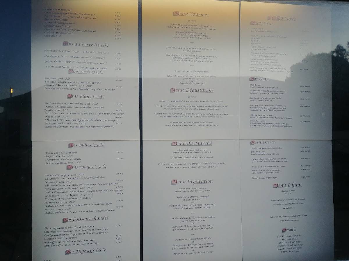 Menu au Le Vieux Colombier restaurant, Sarzeau, 1 Rue du Stang