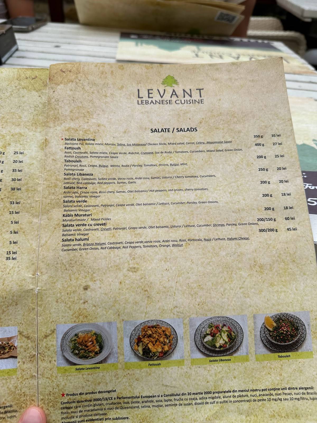 Menu at Restaurant Levant, Râmnicu Vâlcea