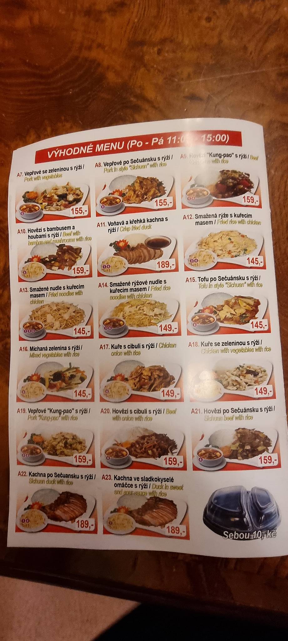 Menu at Lexin Restaurant, Prague