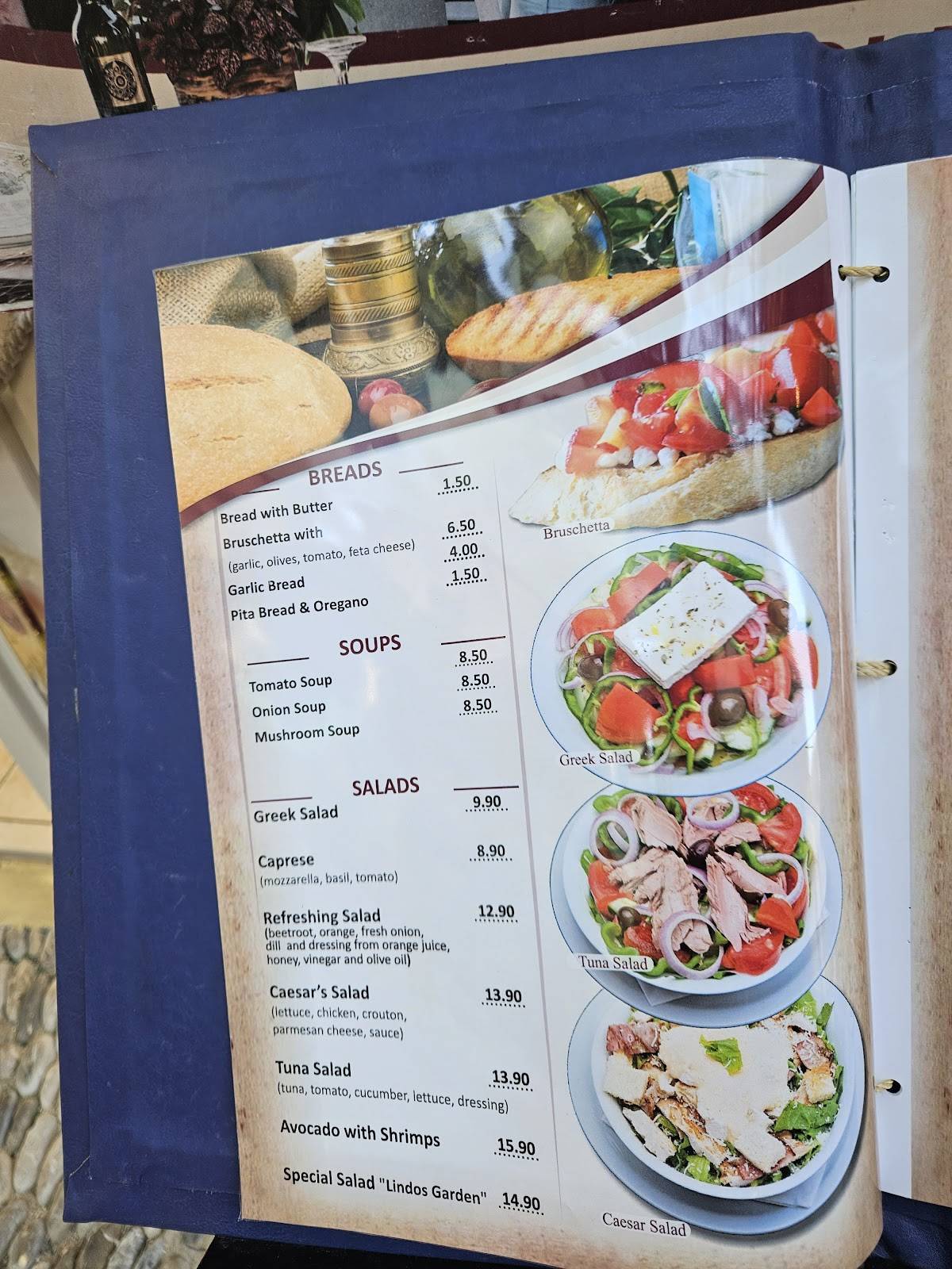 Menu at Lindos Garden Restaurant, Rhodes
