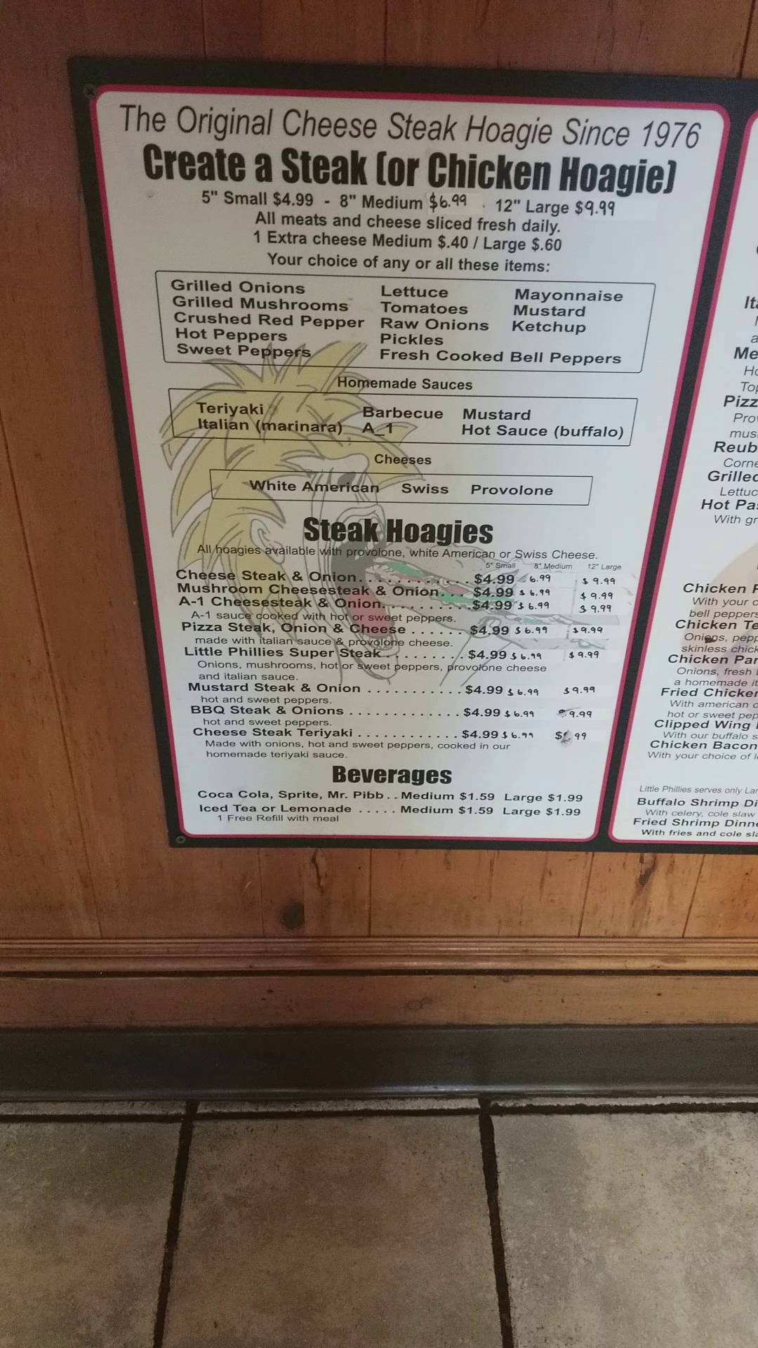 Menu at Little Phillies restaurant, Covington, Industrial Blvd D