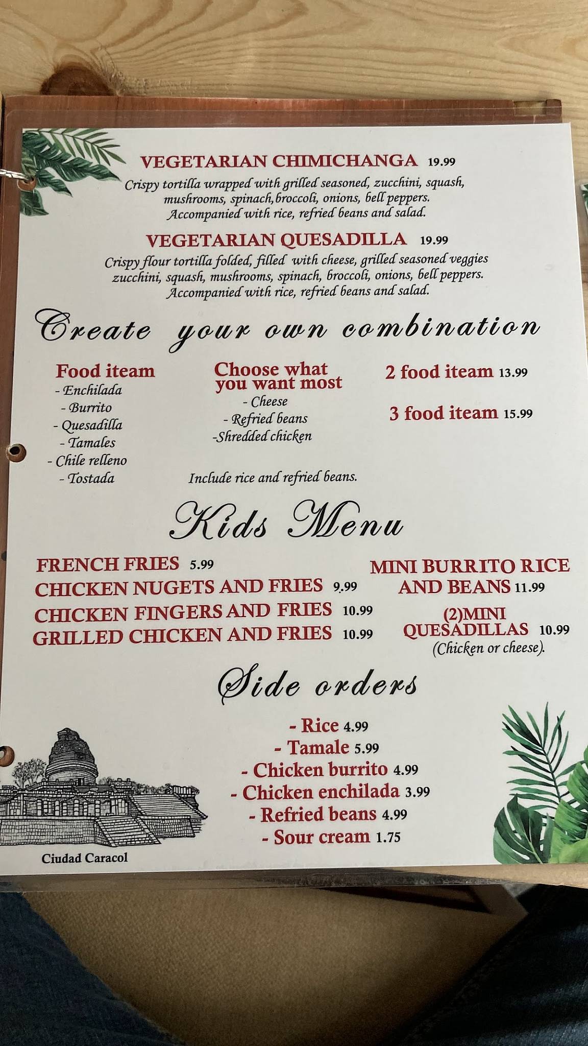 Carta de Los Mayas Mexican Restaurant, Hamilton
