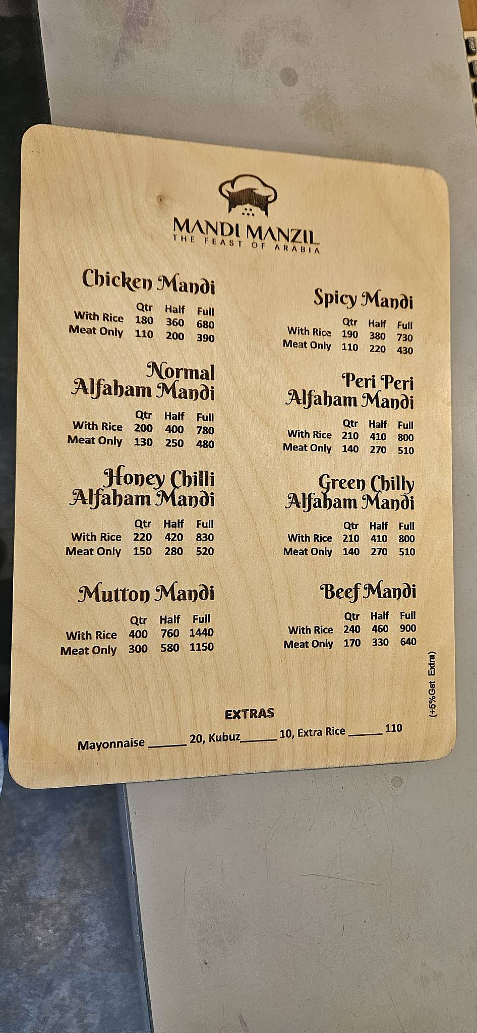 Menu at MANDI MANZIL, Kazhakkoottam