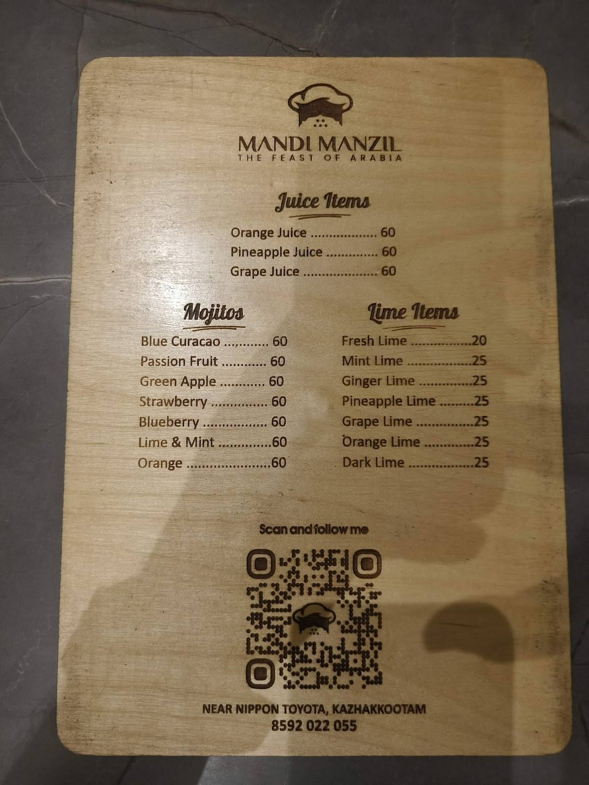 Menu at MANDI MANZIL, Kazhakkoottam