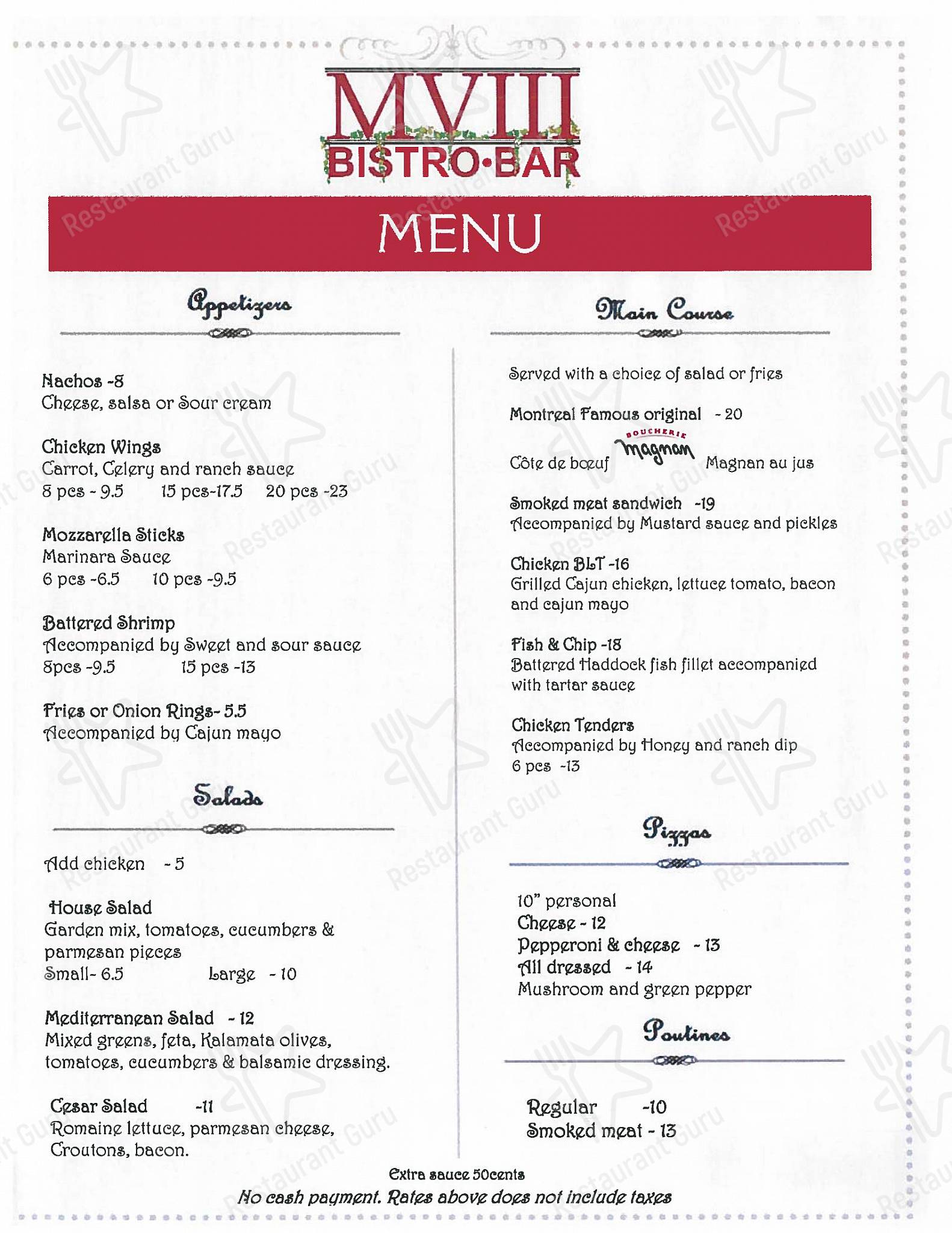 Menu at Cognac Restaurant Bar, Montréal