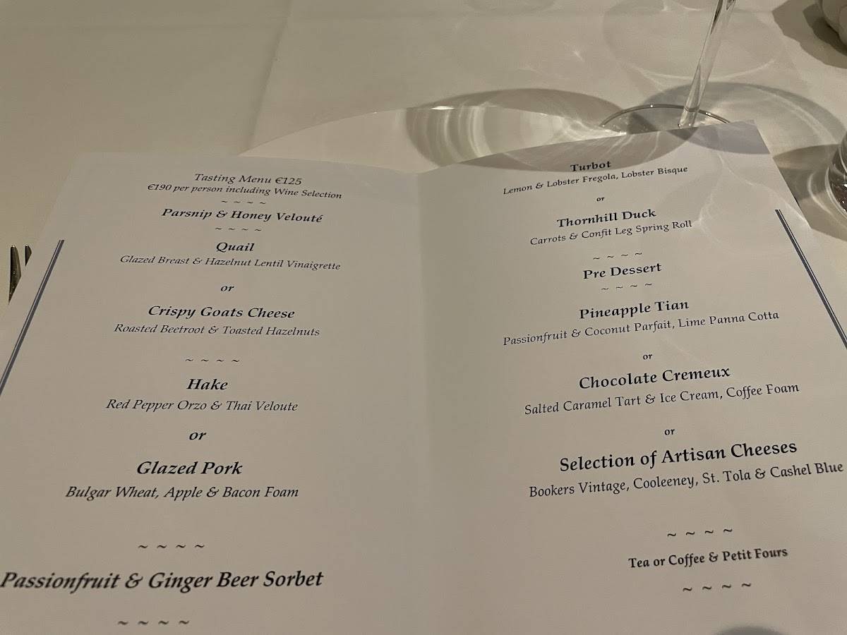 Menu at MacNean House & Restaurant, Blacklion