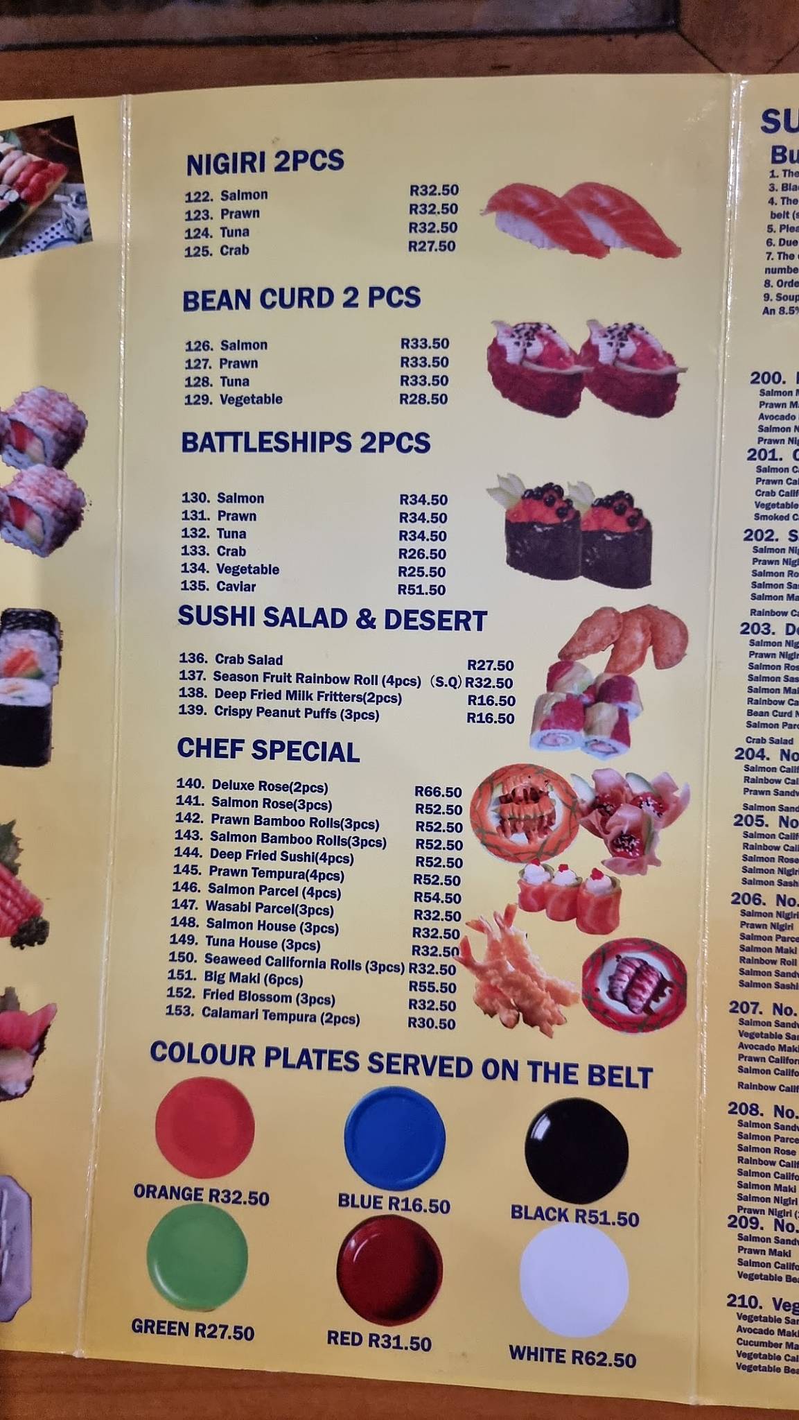 Menu at Macau Cuisine restaurant, Springs