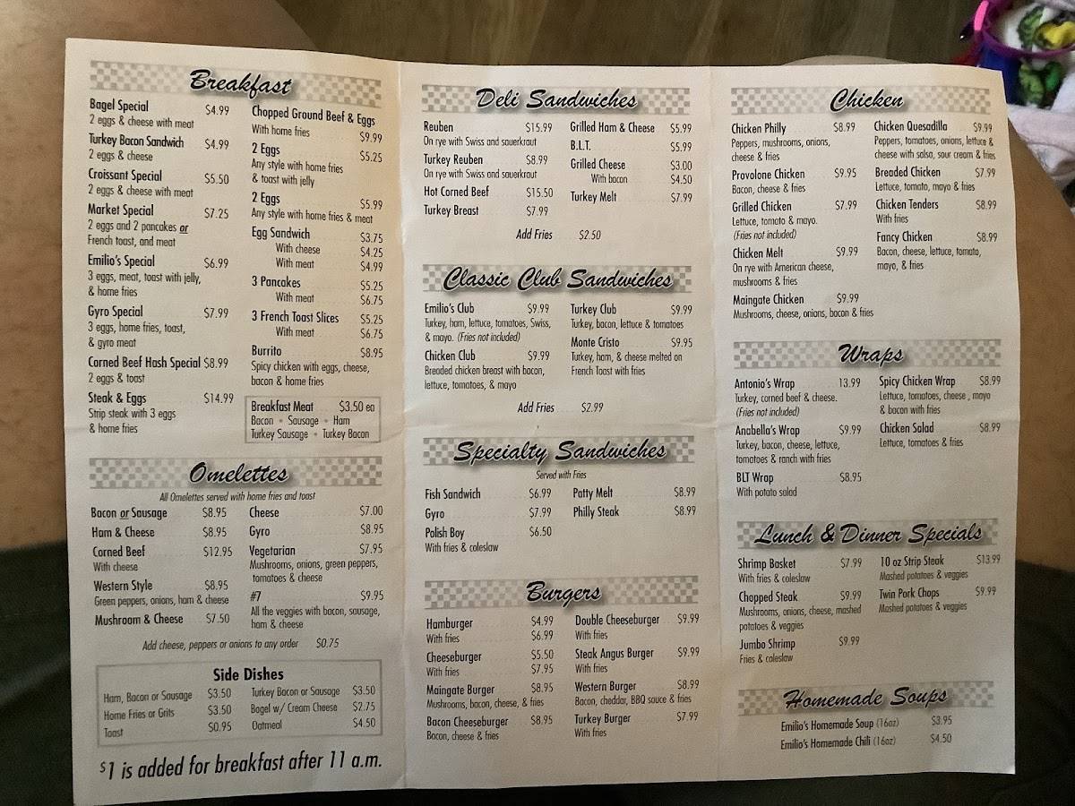 Menu at Main Gate Restaurant, Cleveland