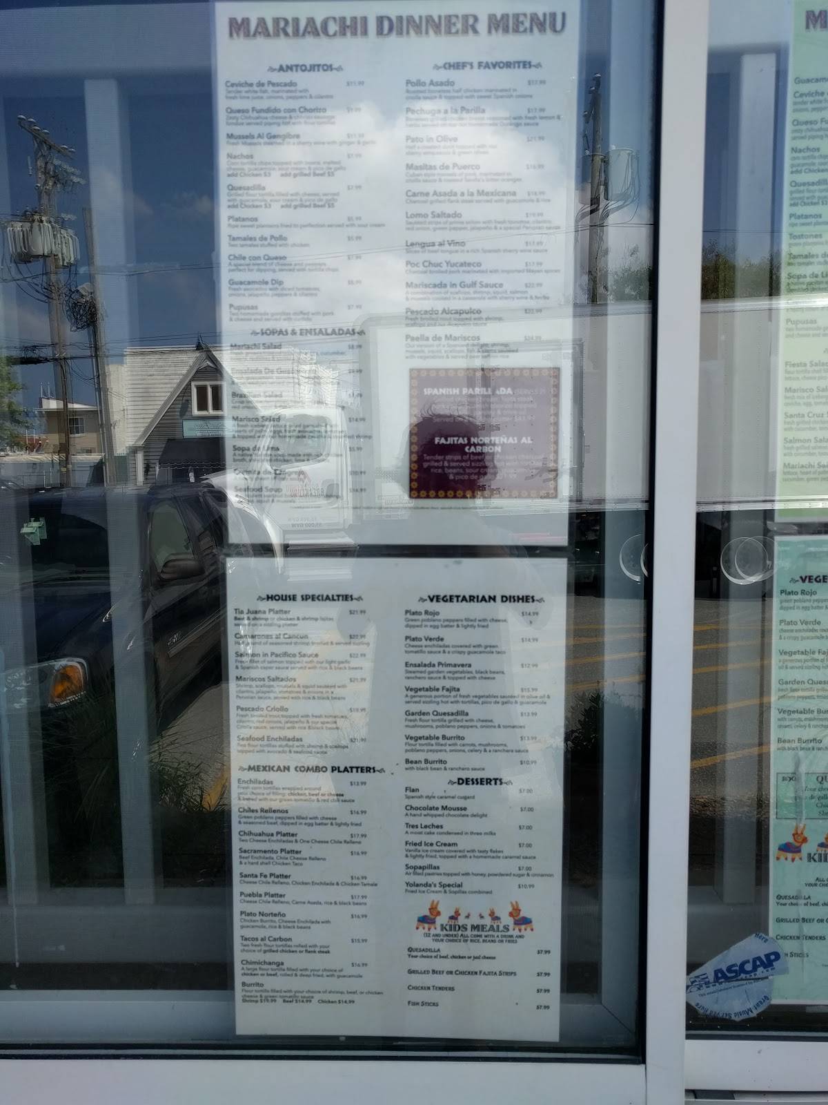 Menu at Mariachi Restaurant, Rehoboth Beach