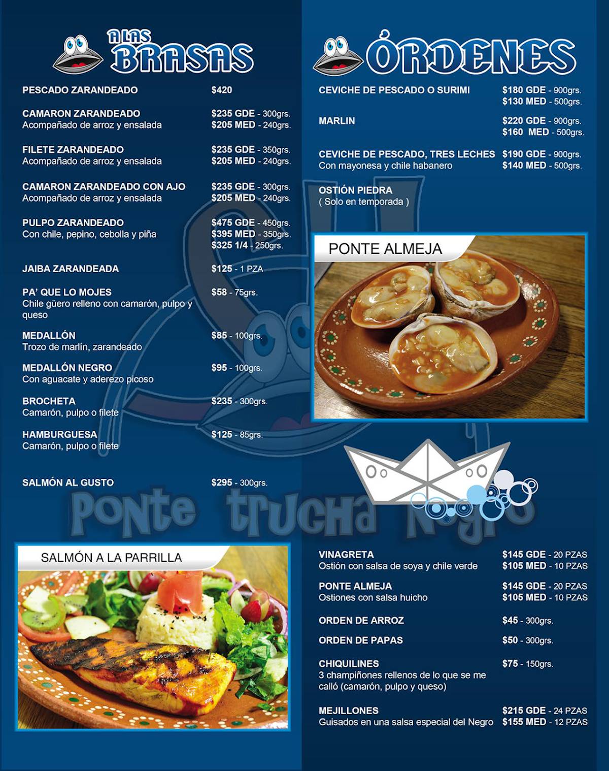 Carta del restaurante Mariscos Ponte Trucha Negro, Guadalajara, C ...