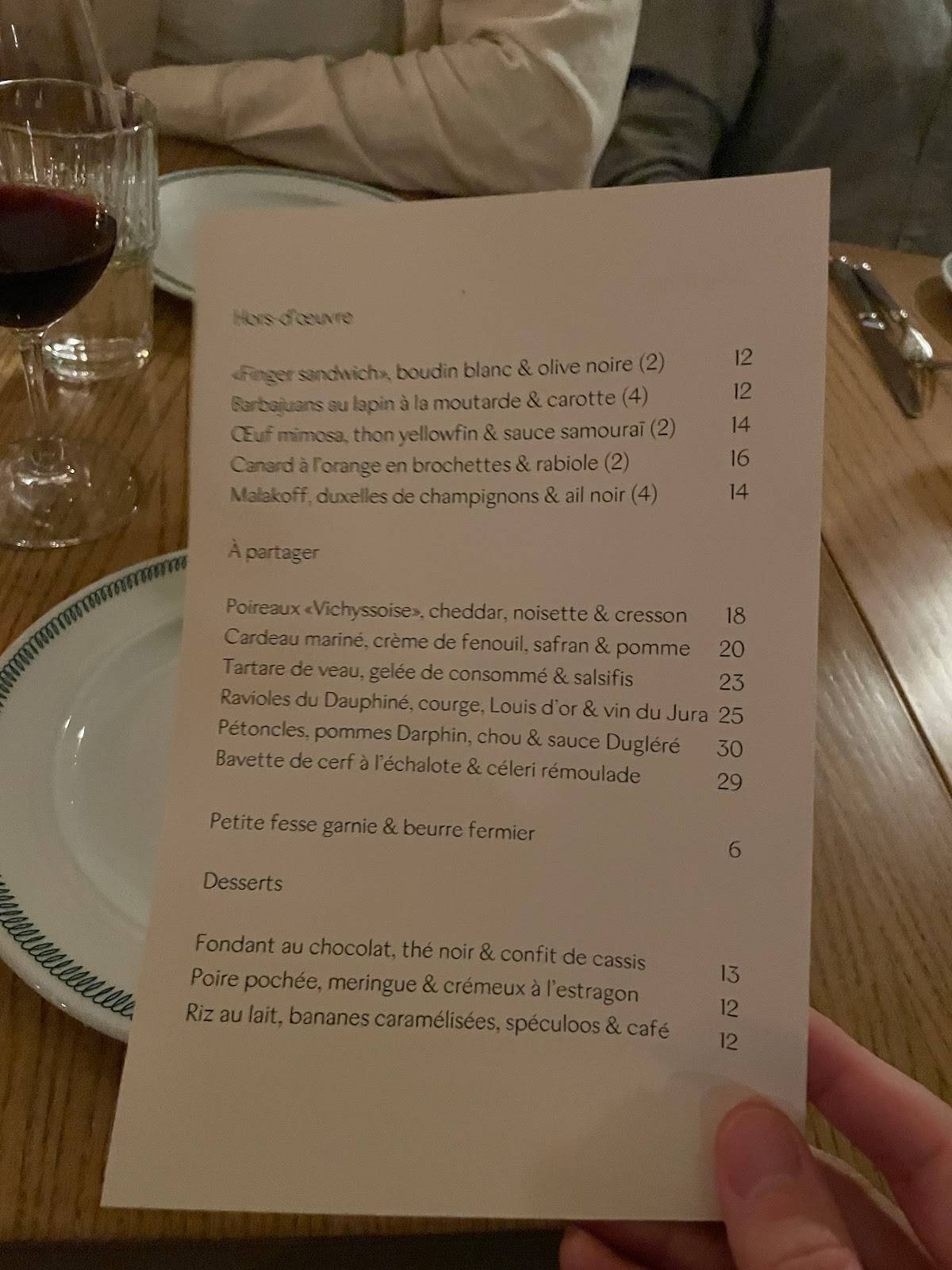 Menu at Restaurant Melba, Québec City