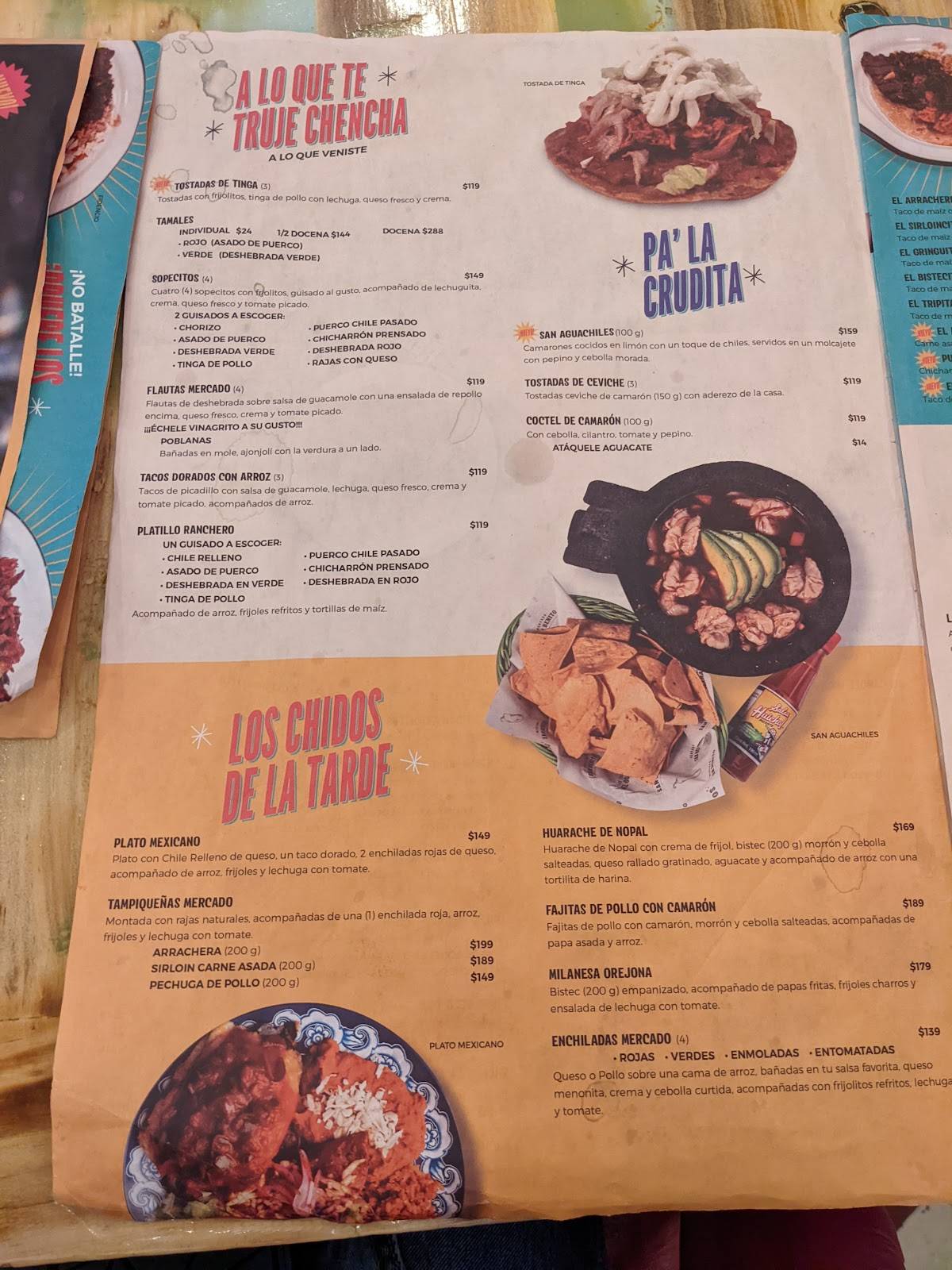 Menu at Mercado San Benito restaurant, Ciudad Juarez