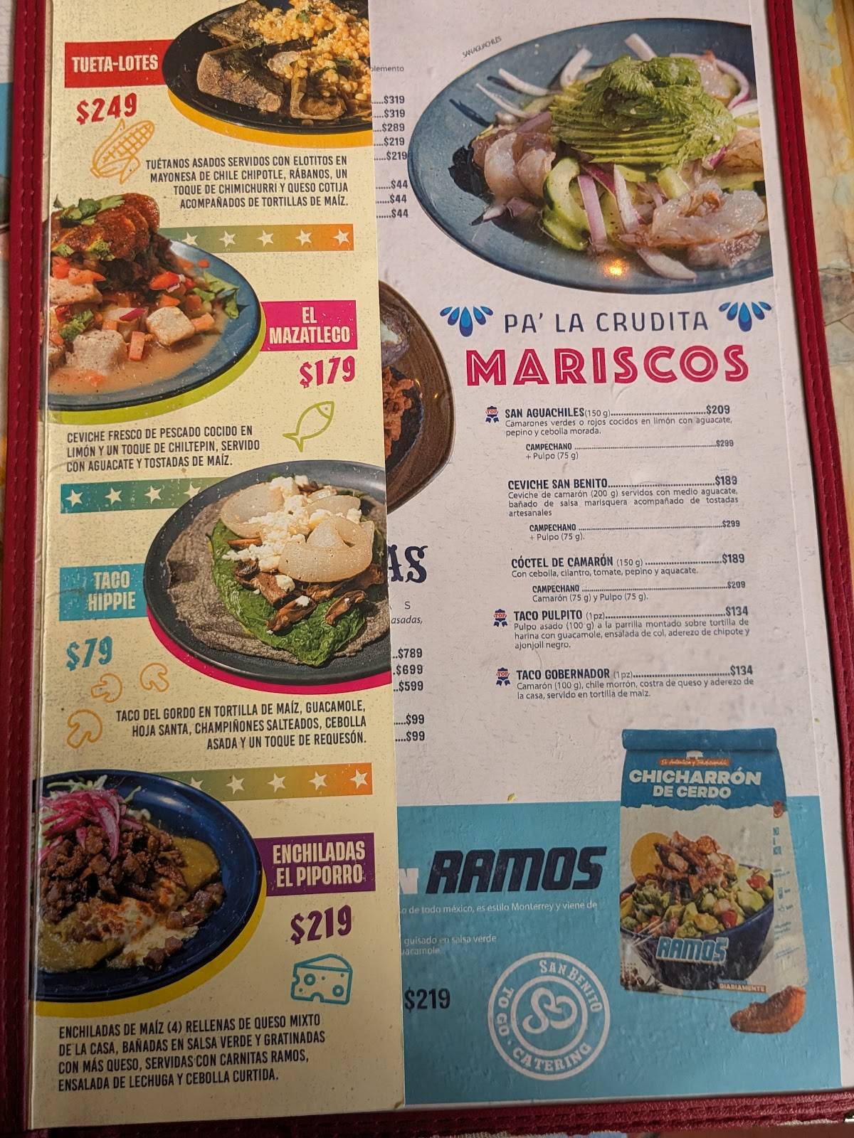 Menu at Mercado San Benito restaurant, Ciudad Juarez