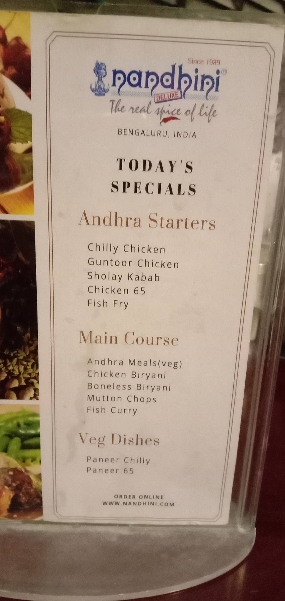 Menu at Nandhini Deluxe - Andhra Restaurant - Banashankari, Bengaluru, 108