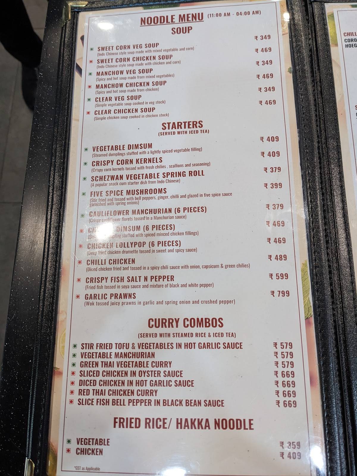 Menu at Noodle, Gangamuthanahalli, International Airport