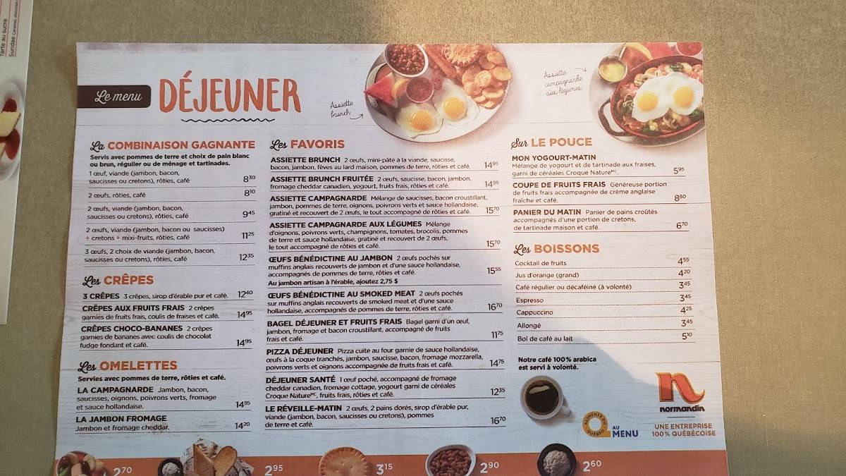 Menu au Restaurant Normandin St-Hyacinthe, Saint-Hyacinthe