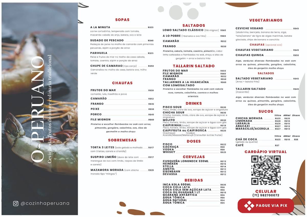Menu em O Peruano restaurante, Salvador