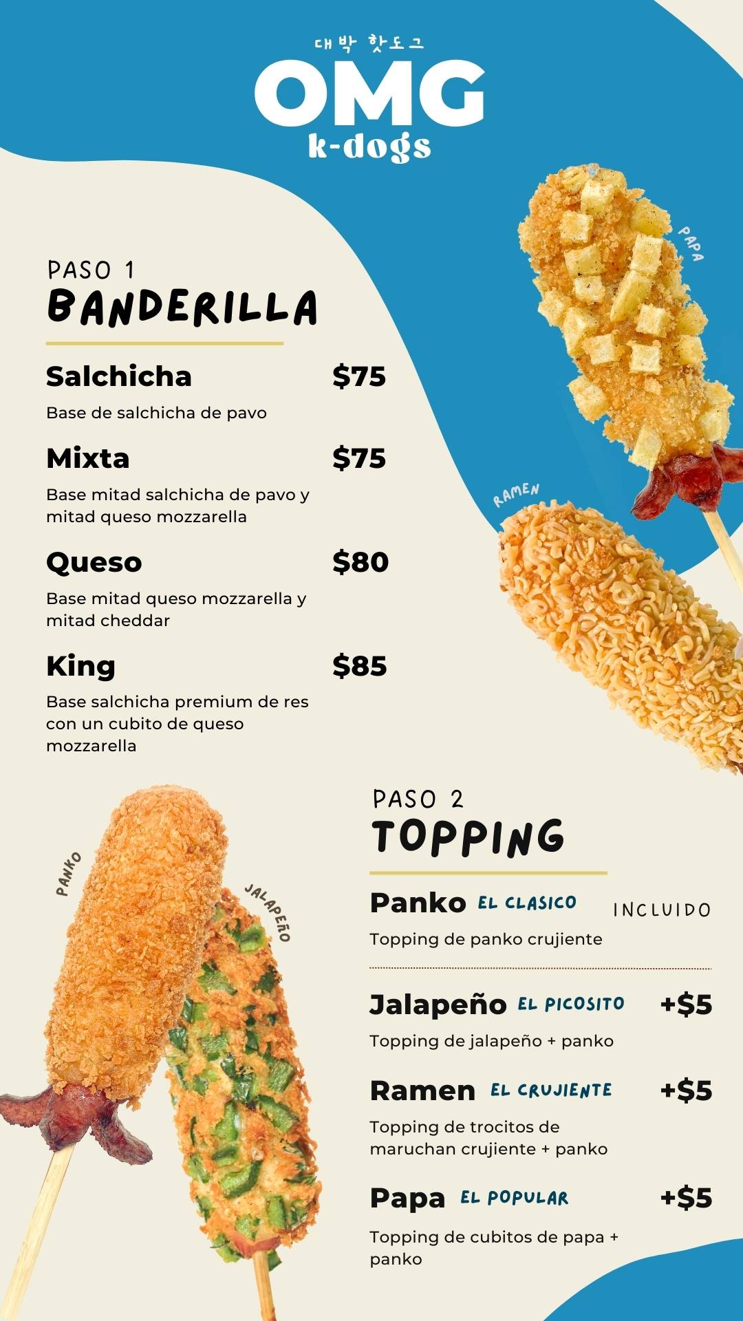 Carta del restaurante OMG k-dogs, Monterrey