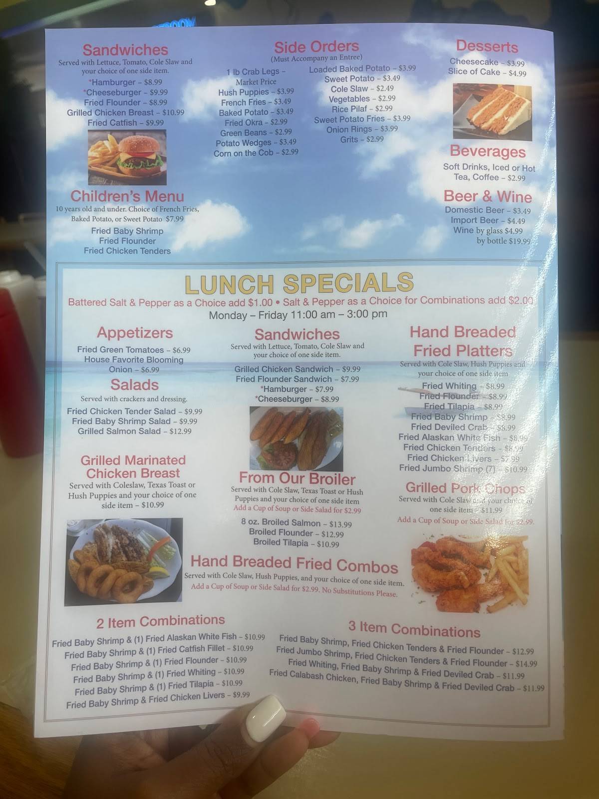Menu at Ocean View Seafood Restaurant, Columbia, Broad River Rd
