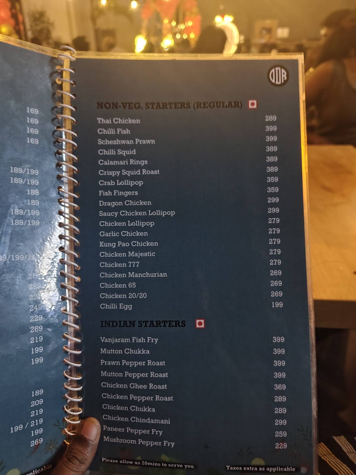 Menu at On DE Roof Restaurant (chennai), Chennai