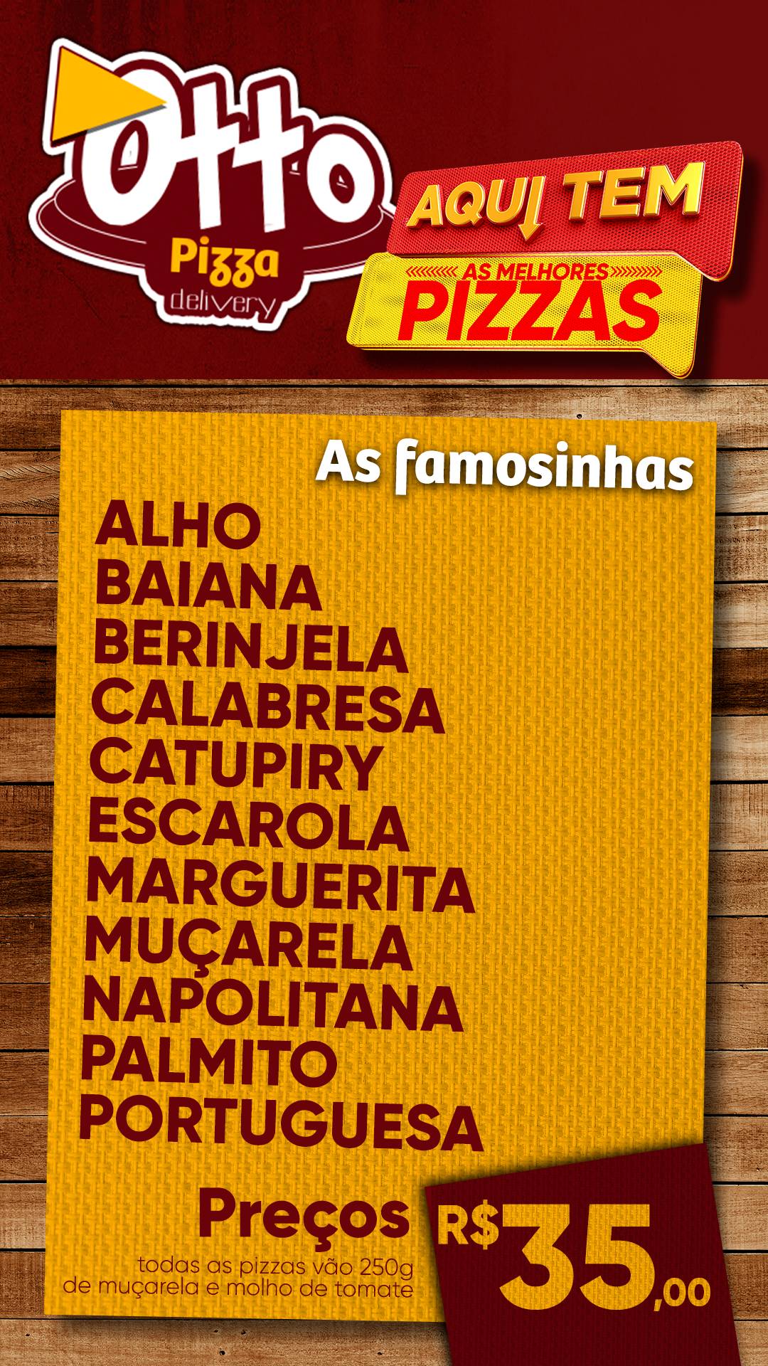 Menu at Otto Pizza Delivery restaurant, Araçatuba
