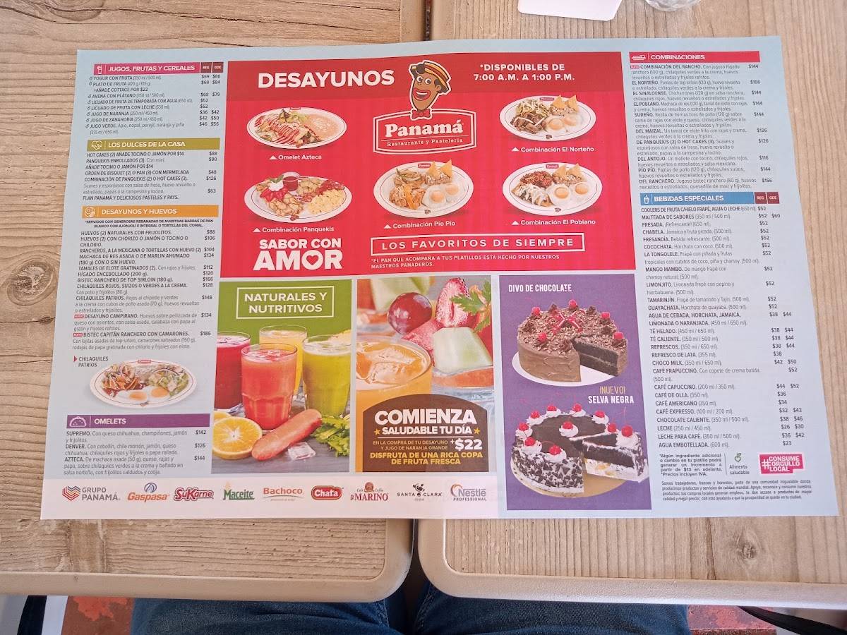 Carta de Panamá Restaurante y Pastelería en The Palms Resort, Mazatlán