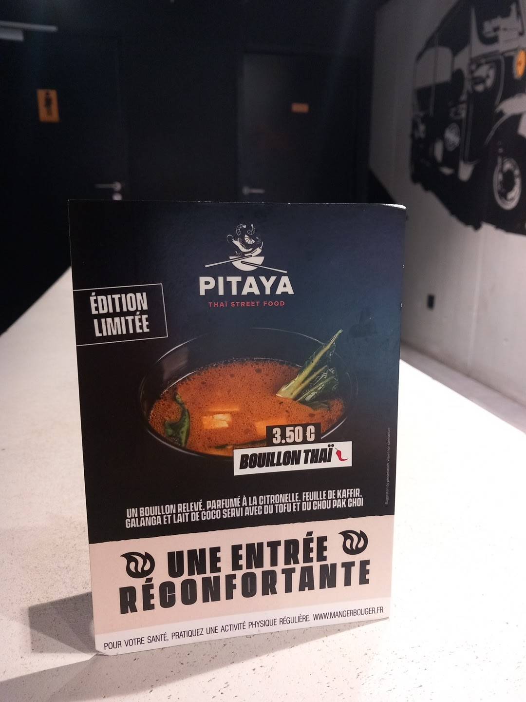 Menu at Pitaya Thaï Street Food restaurant, Dunkirk
