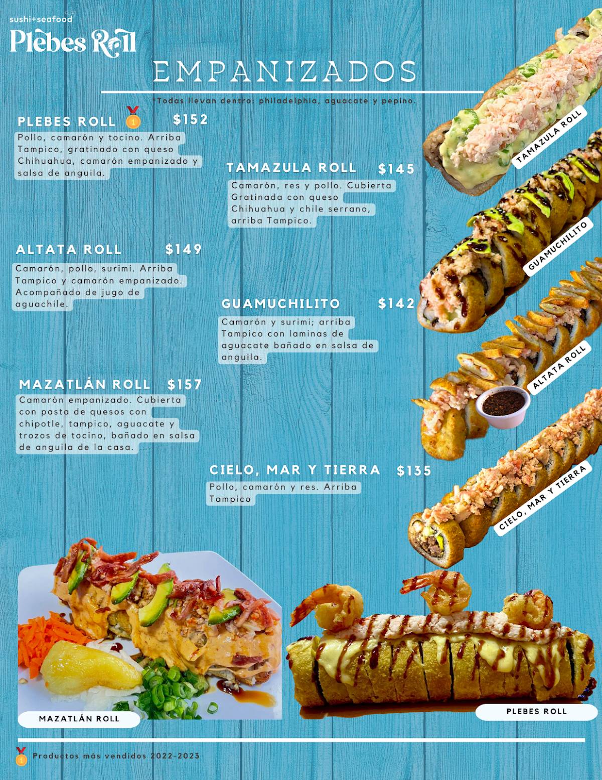 Carta del restaurante Plebes Roll, Chihuahua