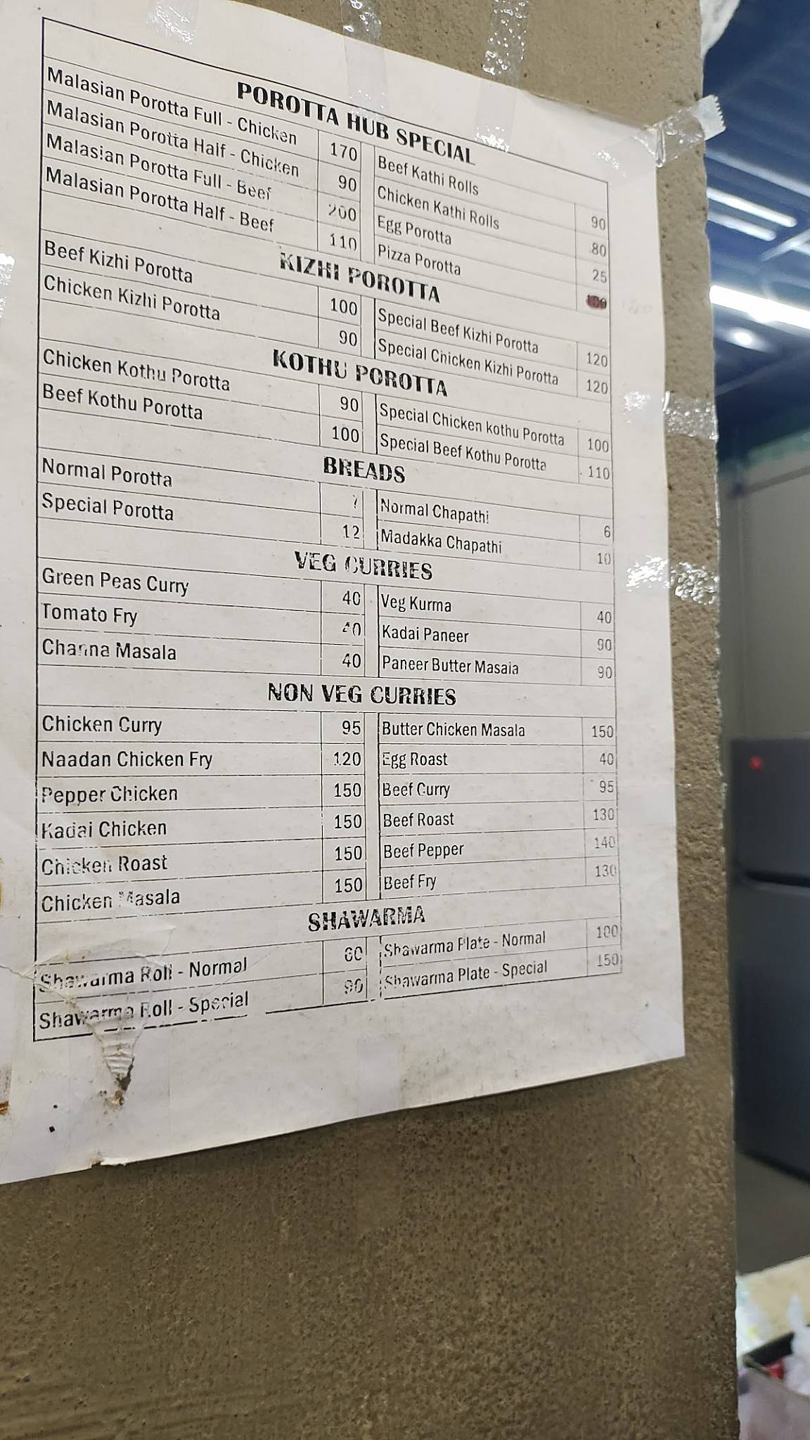 Menu at Porotta hub - Best Nool porotta - variety porota kizhi parotta ...