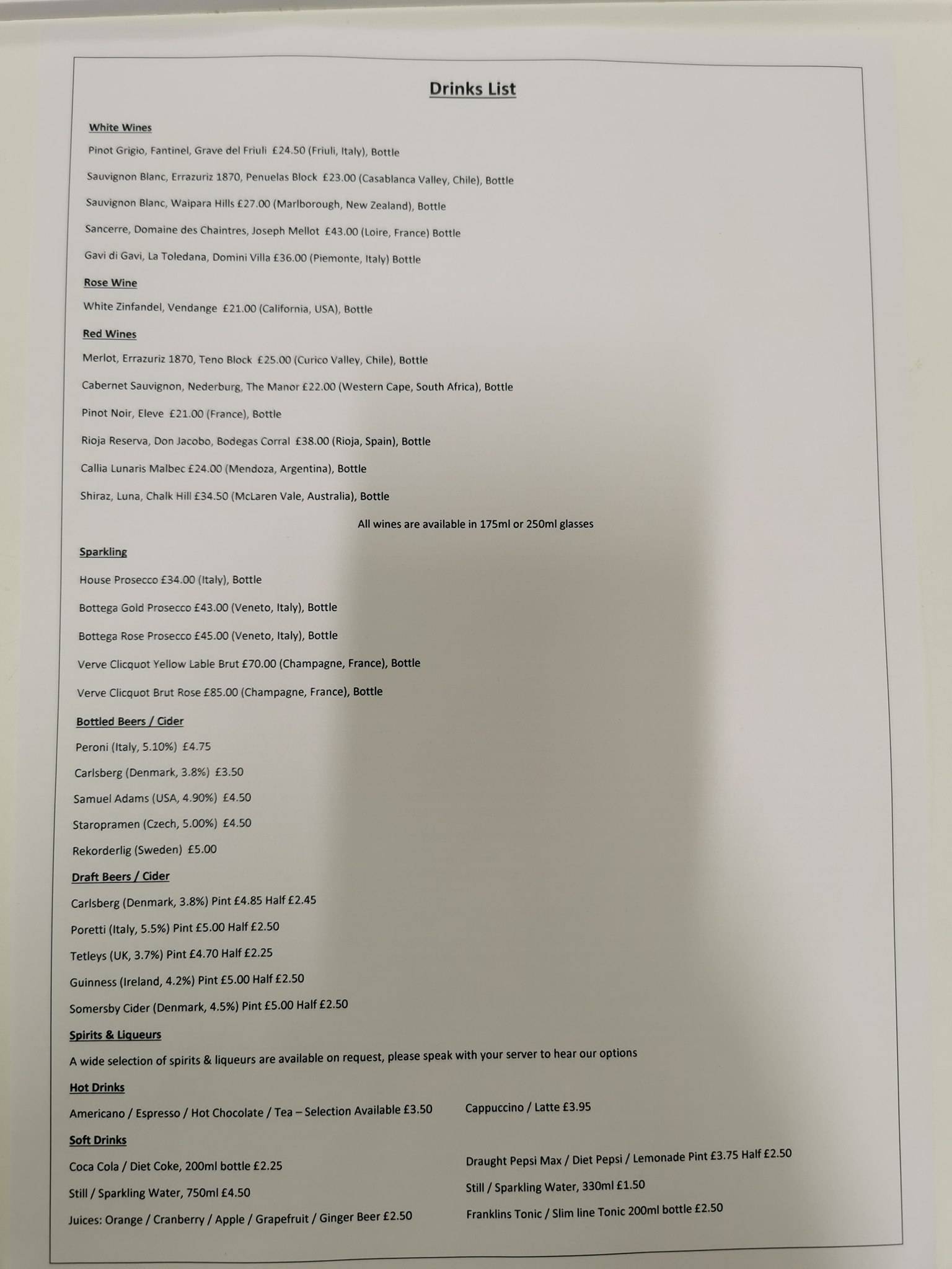 Menu at Pullman Liverpool restaurant, Liverpool