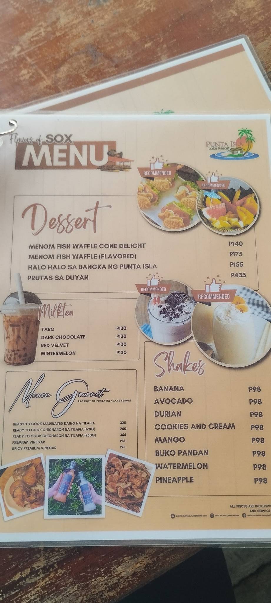 Menu at Punta Isla Lake Resort Restaurant, Lake Sebu