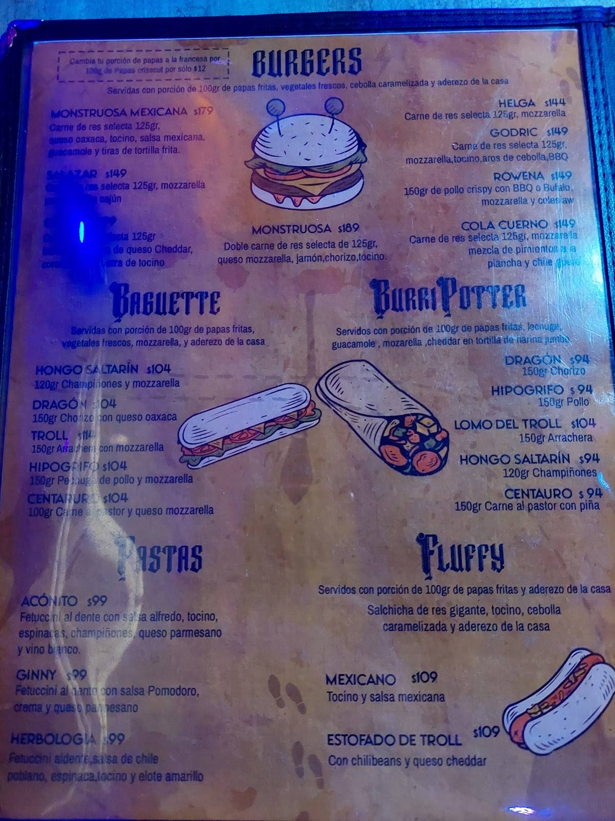 Carta del restaurante Punto Mágico, Guadalajara