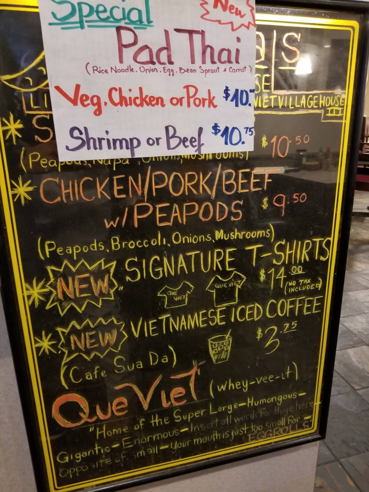 Menu at Que Viet Village House 3 restaurant, Brooklyn Center