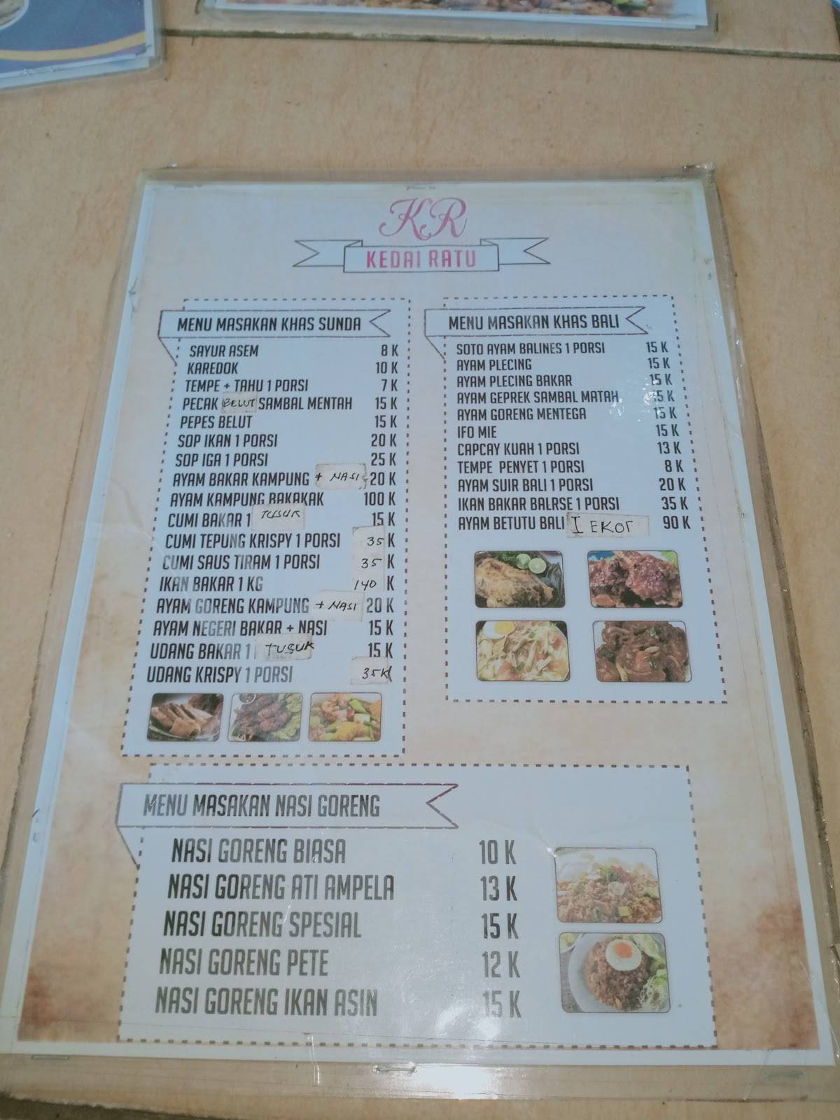 Menu at RUMAH MAKAN RATU restaurant, Carita