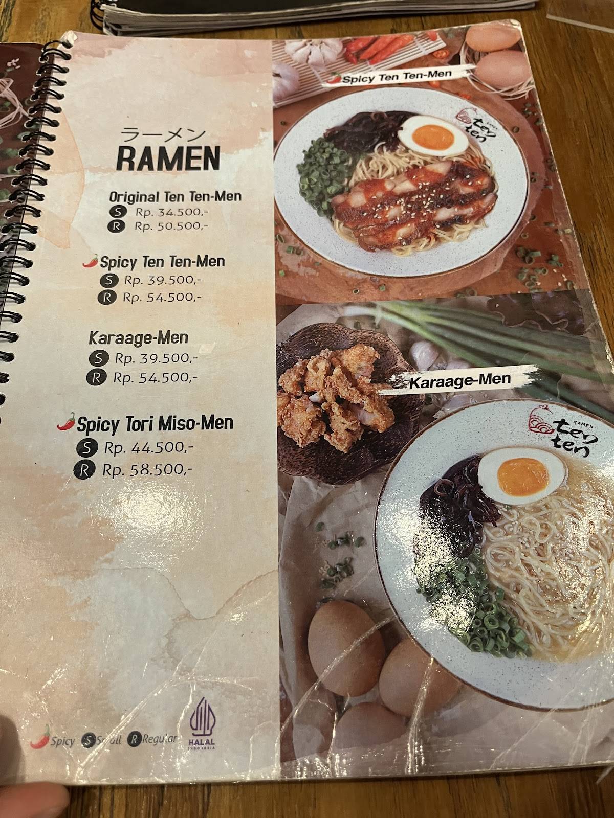 Menu at Ramen Ten 10 - Gajah Mada Plaza restaurant, Central Jakarta