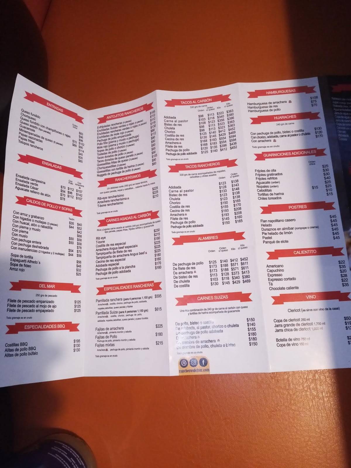 Carta del restaurante Rancheros del Sur, Toluca del Lerdo, Calle Gral ...