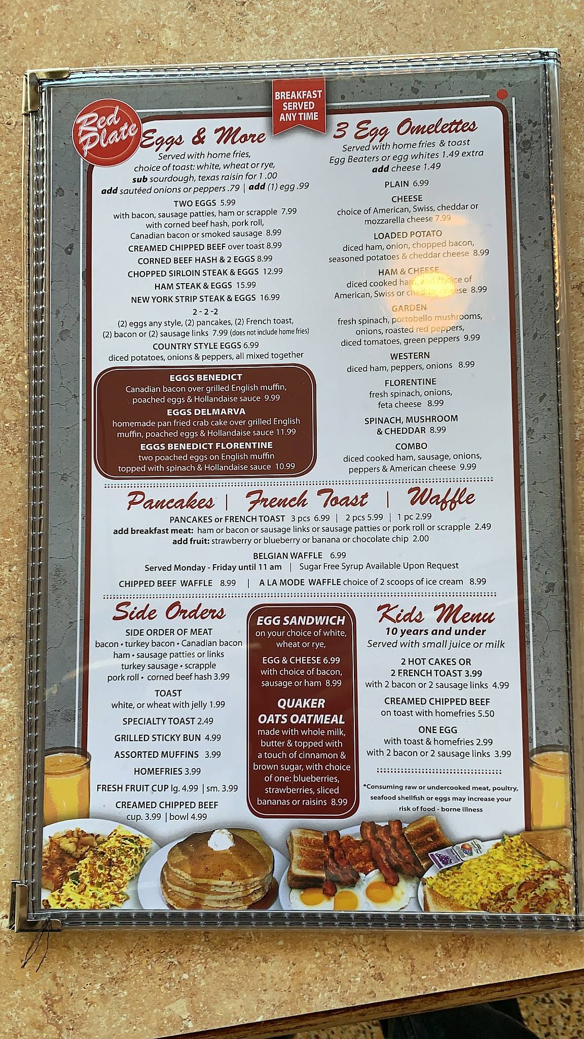 Menu at Red Plate Diner restaurant, Wernersville