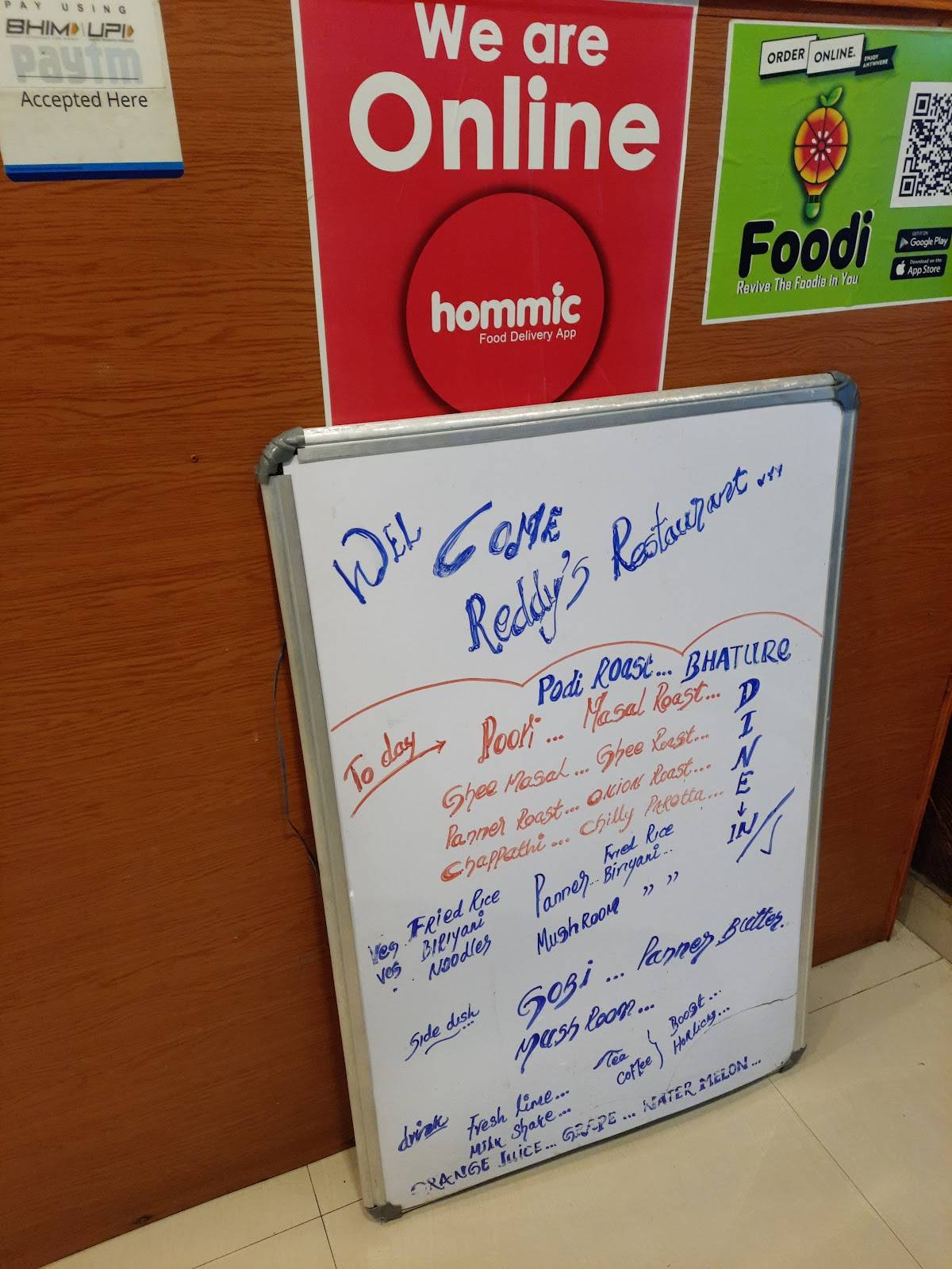 Menu at Reddy's Restaurant, Adoor
