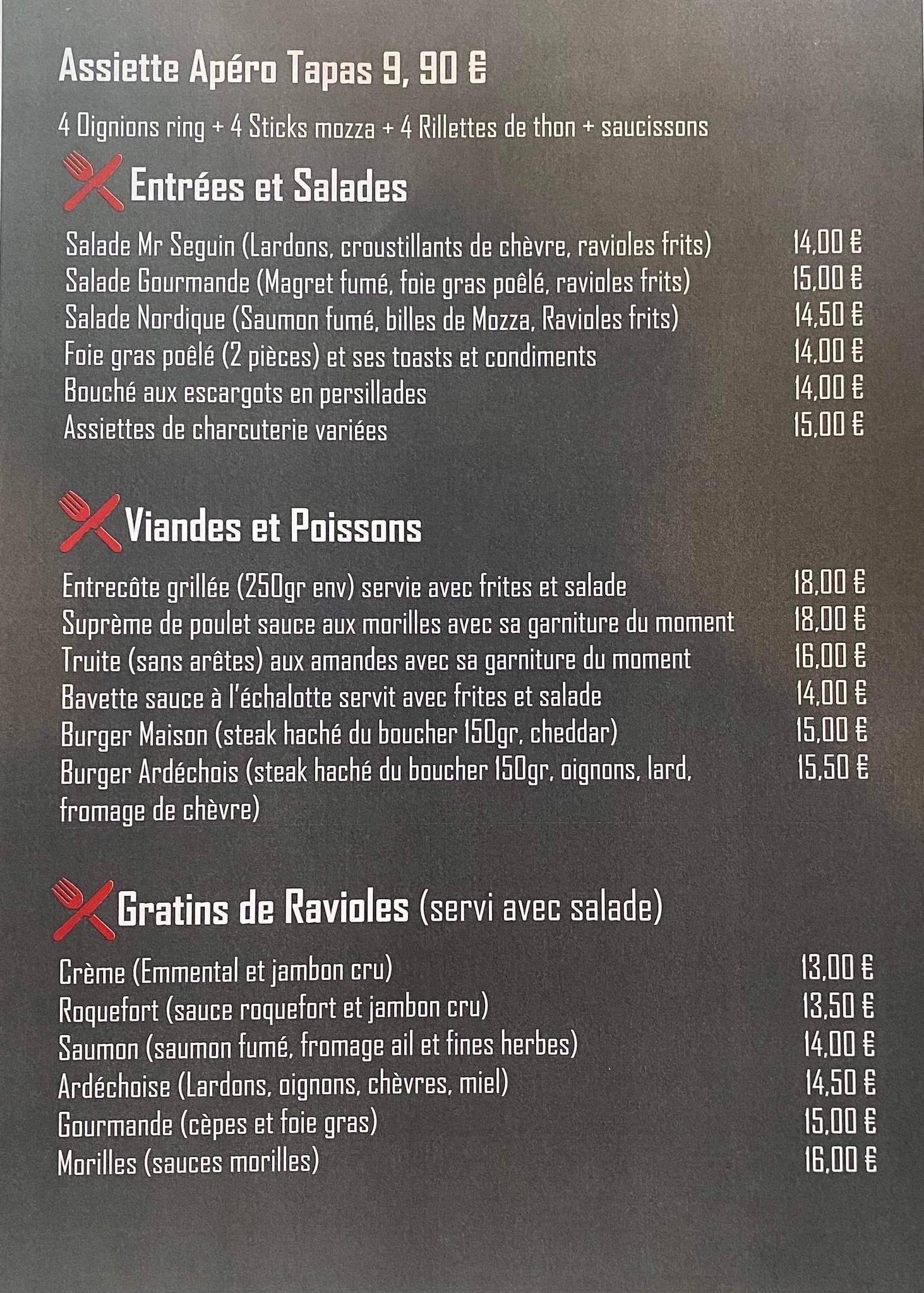 Menu au Restaurant Cuisine En Scène, Annonay