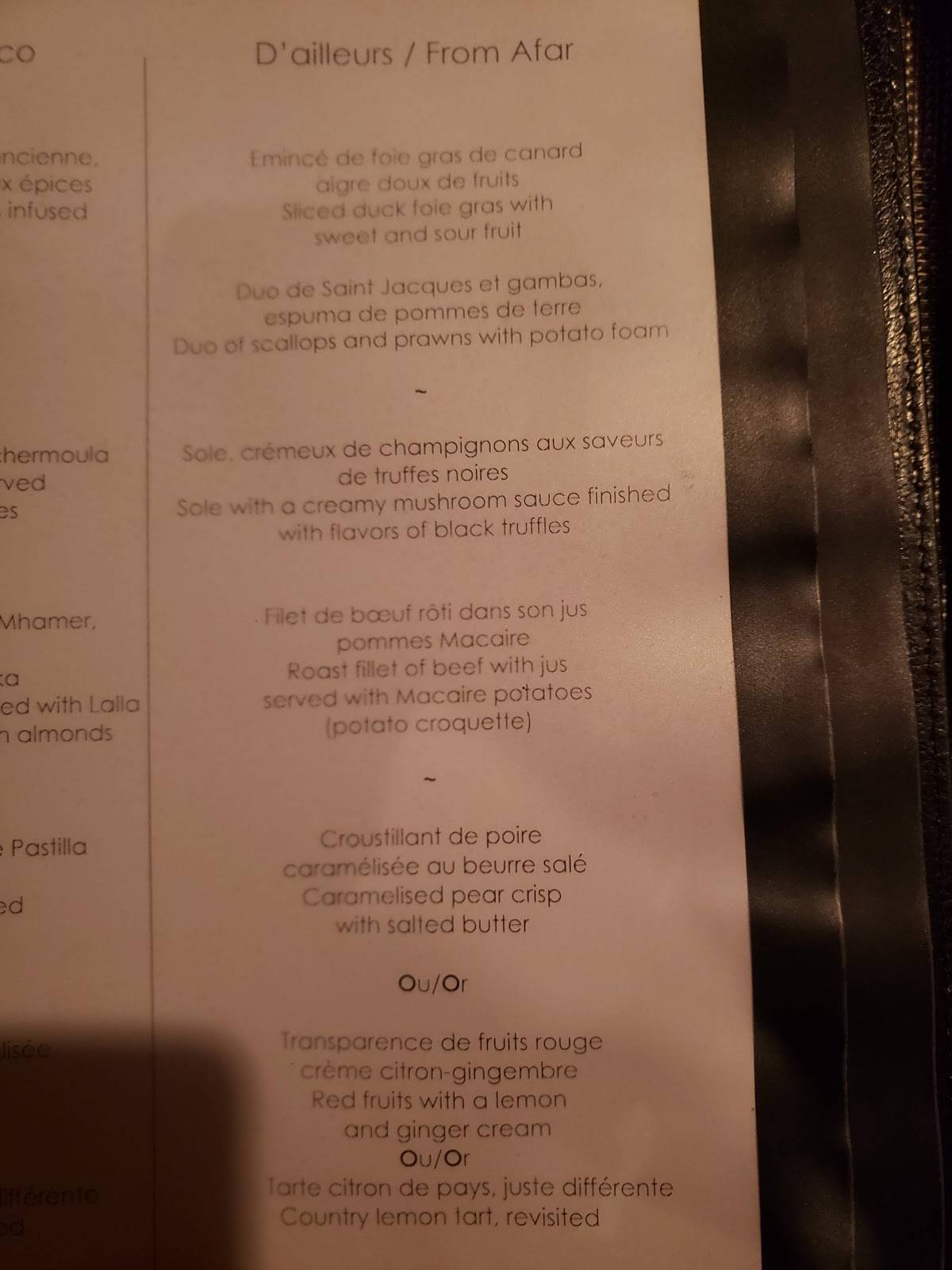 Menu at Restaurant MB, Fes