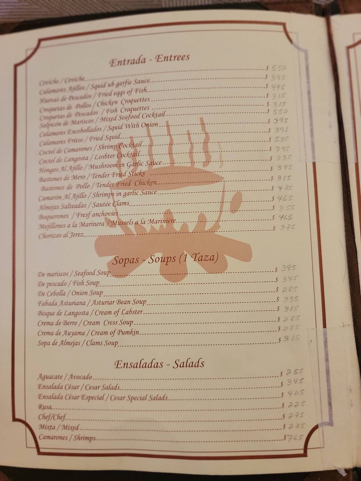 Carta de Restaurant Sully, Santo Domingo