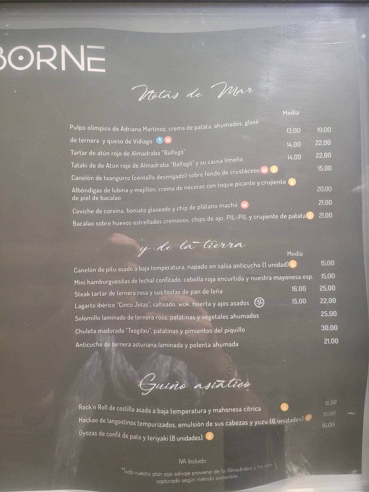 Carta de Restaurante El Borne by Galán de Alejandro, Gijón